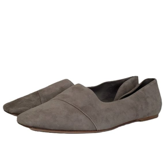 Vince | Shoes | Vince Cyder Half Dorsay Gray Suede Leather Flats Size ...